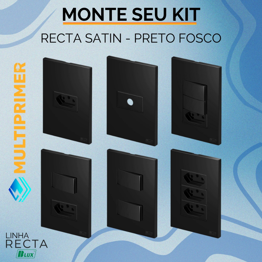 Tomada 10a 20a Interruptor Simples Paralelo Conjunto 4x2 Preto Fosco Recta Satin Blux Monte Seu ...