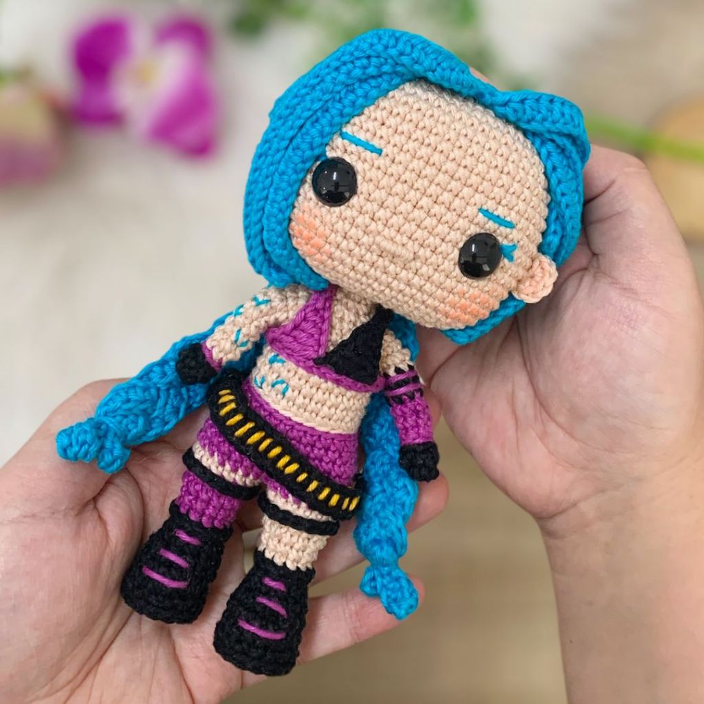 Jinx Arcane Amigurumi Personagem De League Of Legends - Corre Que Ta Baratinho