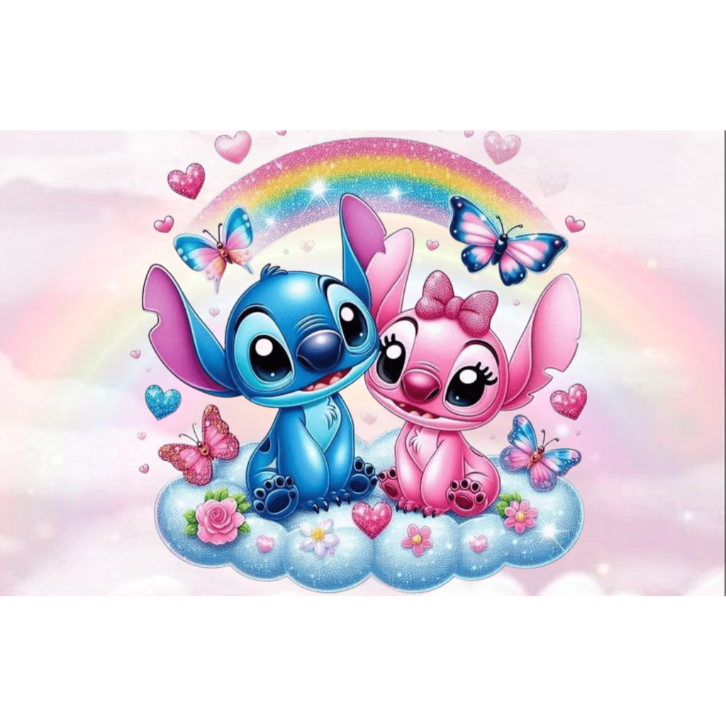 Painel Retangular em Tecido Sublimado 2,2m X 1,50m STITCH E ANGEL ...