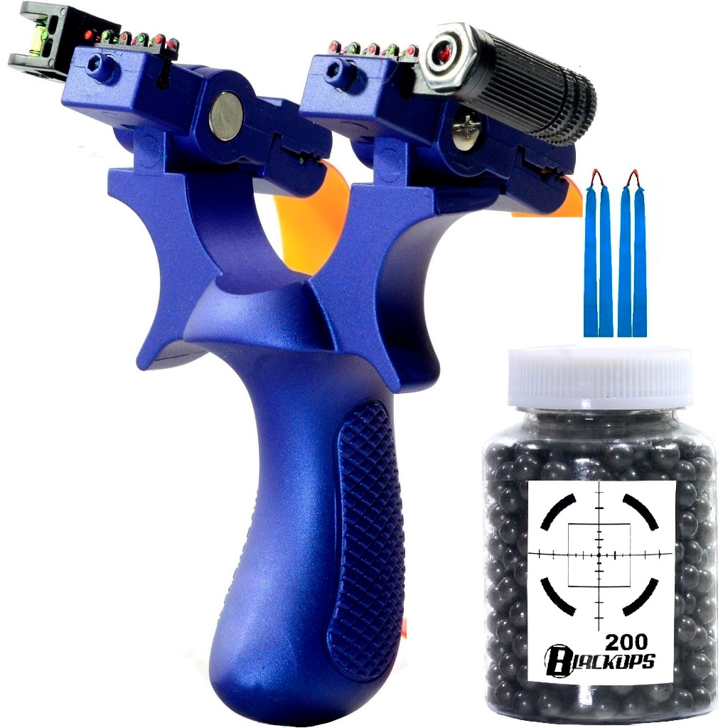 Estilingue Atiradeira Profissional Bodoque M33 Blue com Mira Laser ...