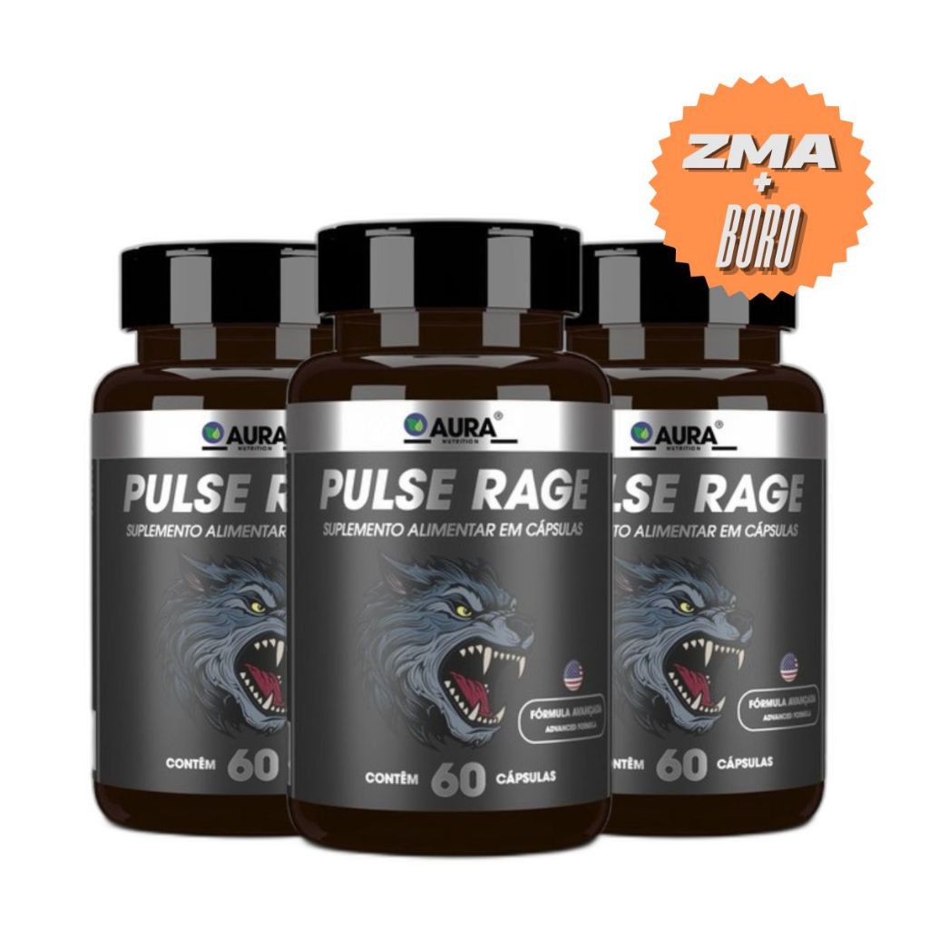 Kit Multivitamínico Mais Testo Pulse Rage 3x60 Cápsulas Aura Nutrition ...