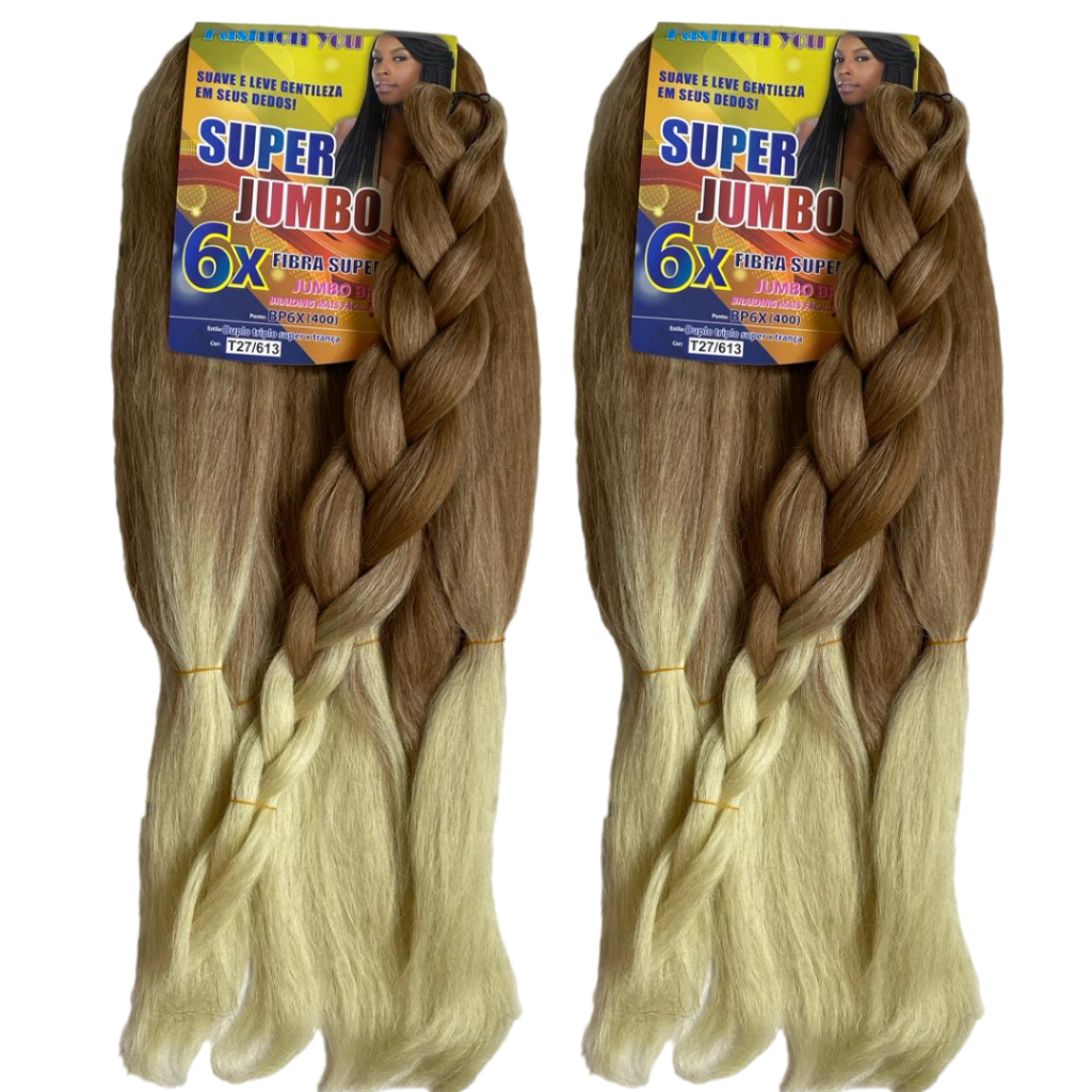 kit com 2 Cabelo Jumbo Cor T27/613 Mel Claro Com Loiro Jumbão 800 ...