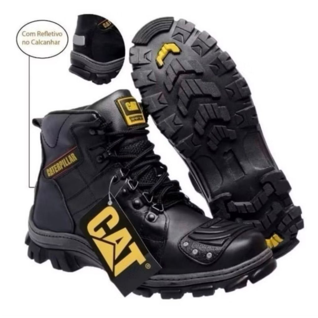 Bota Cat Preta Masculina Motoqueiro Troca de Macha Unissex Palmilha P.U ...