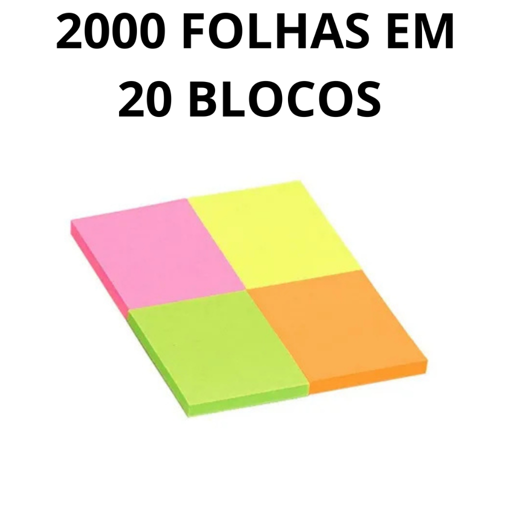 Bloco De Notas Blocos 2000 Folhas Post Auto Adesivo Cubo Colorido It ...