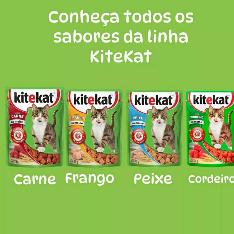 KIT Sachê para Gatos KiteKat Alimento Úmido 70gr - Cx c/ 12 unidades ...