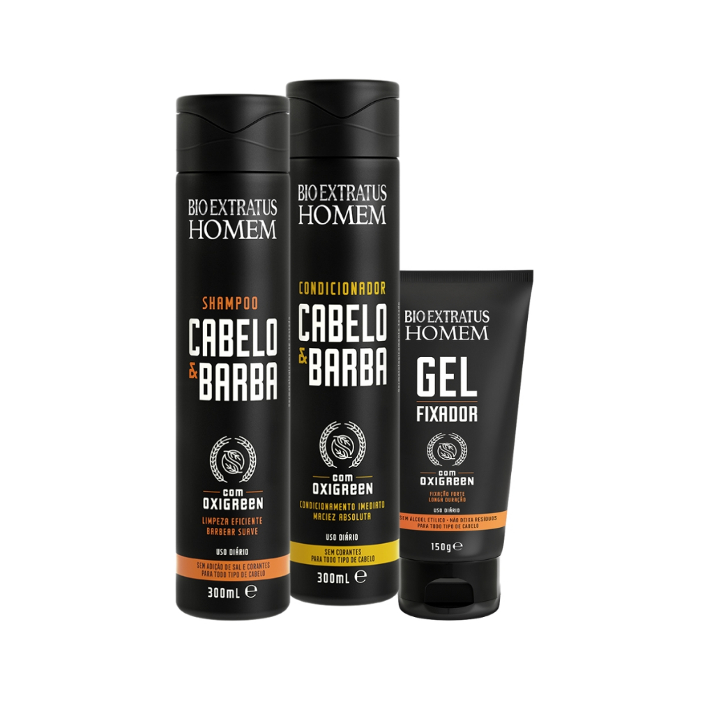 Kit Bio Extratus HOMEM (Shampoo/Condicionador 300ml + Gel 150g) Cabelo ...