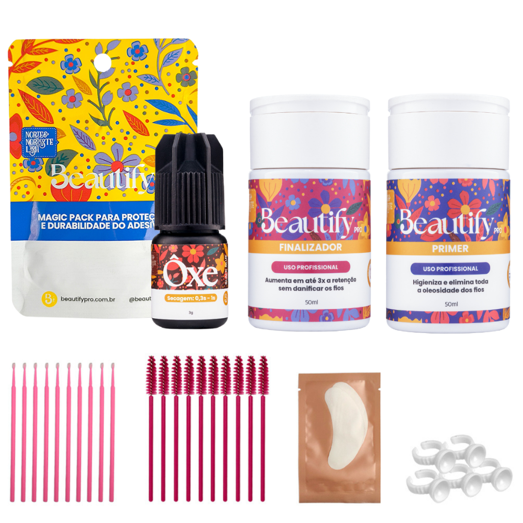 Kit Retenção de Cílios Beautify Pro Linha Norte e Nordeste Lash Cola ...
