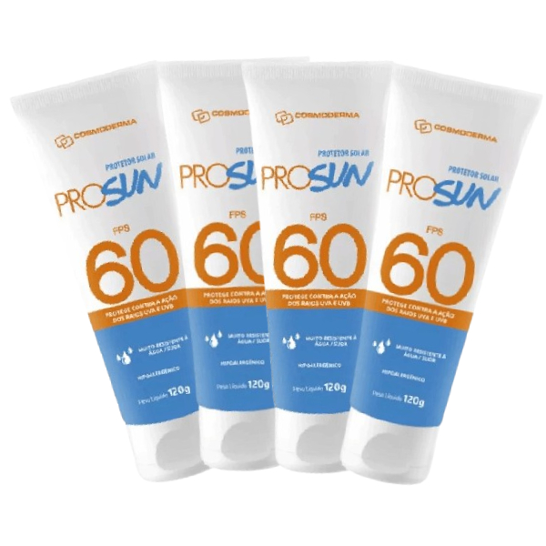 Protetor Solar FPS 60 ProSun Corporal Cosmoderma 120g - 04 Unidades ...