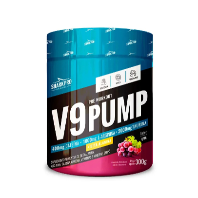 PRE WORKOUT V9 PUMP SHARK PRO POTE 300G SABOR UVA | Shopee Brasil