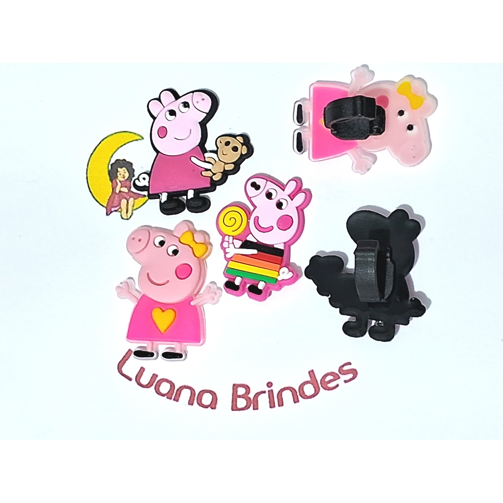 Pins para Cadarço Peppa Pig Emborrachado Pacote com 6 Unidades | Shopee ...