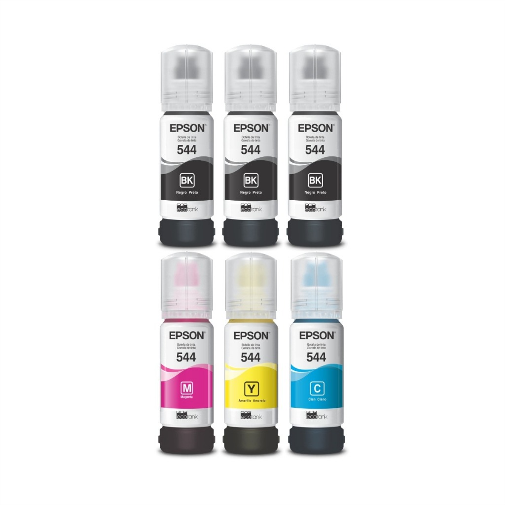 Kit 6 Refil De Tinta T544 Para Epson L3150 L3250 Original | Shopee Brasil