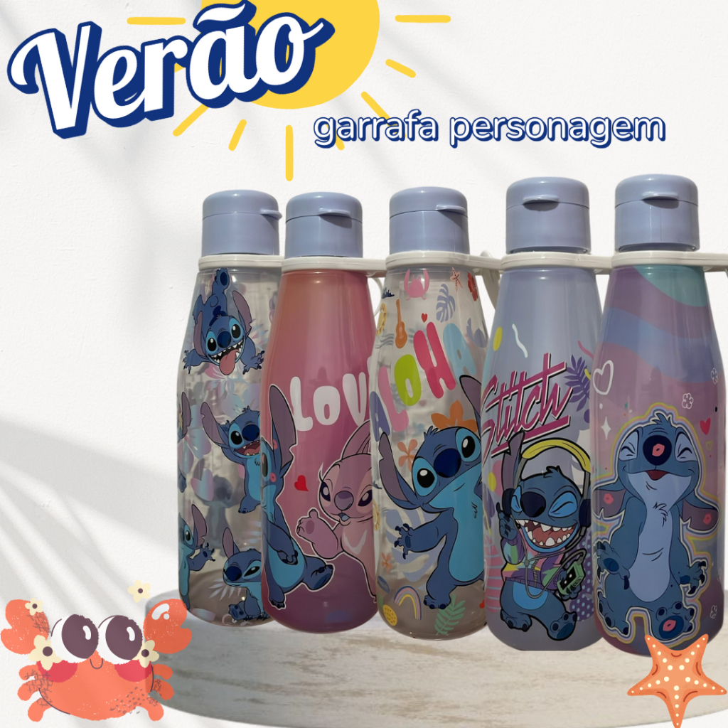 Garrafa Verão Stitch Volta as Aulas 530 ML Fitness Infantil ...