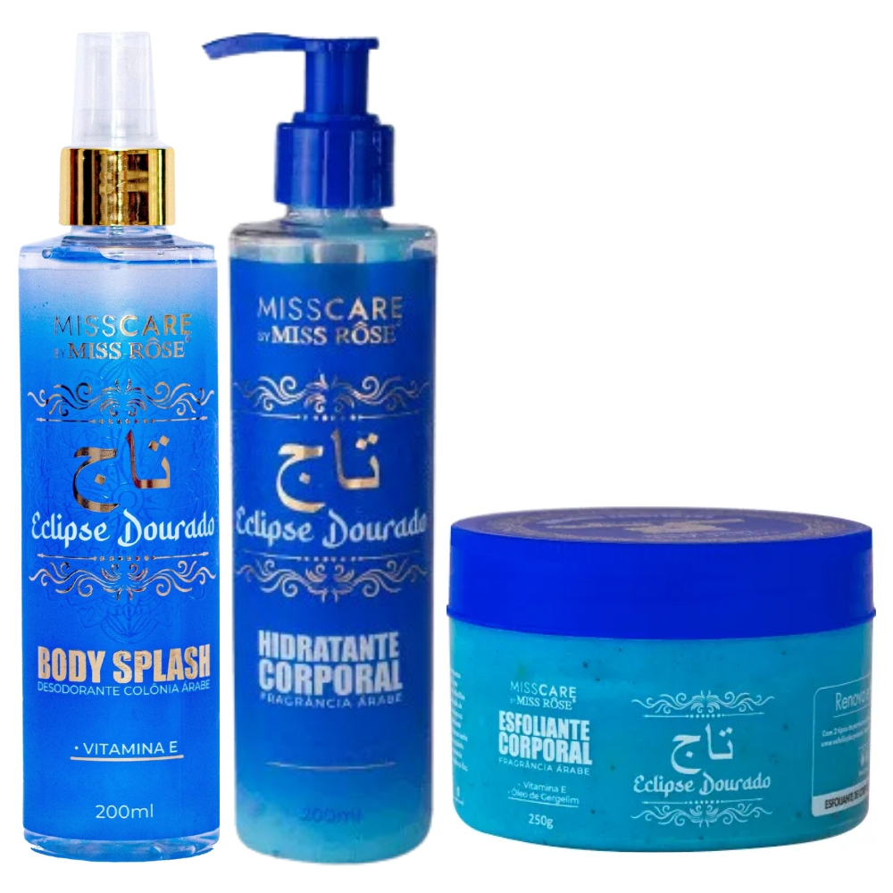 Kit Cuidado Corporal Eclipse Dourado Árabe Esfoliante, Body Splash e ...