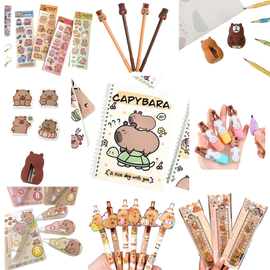 Kit Papelaria Fofa Kawaii Capivara 15 itens Presente Criativo | Shopee ...