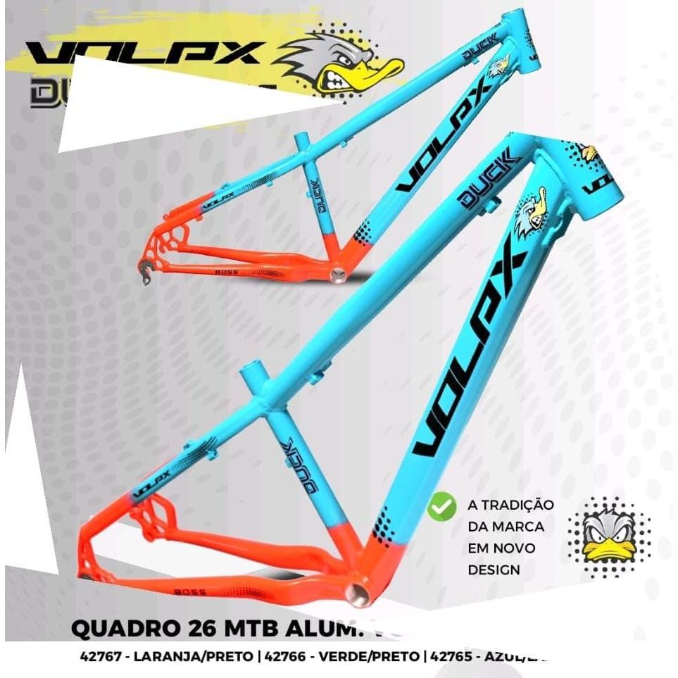 Quadro bicicleta dirt Volpx duck aro 26 azul e laranja | Shopee Brasil