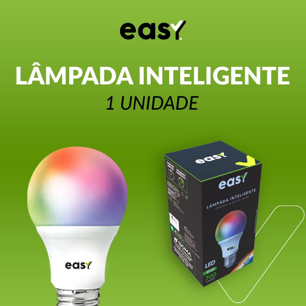 Lampadas Led Inteligente Smart RGB Colorida Wi-FI Bivolt E27 - Easy ...