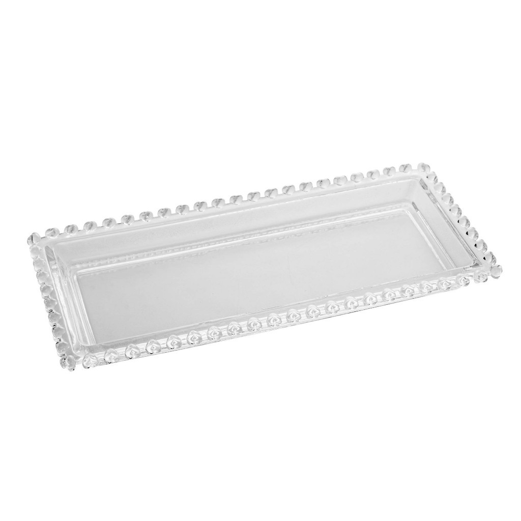 Travessa Vidro Cristal Retangular Coração Na Borda Bandeja Servir ...
