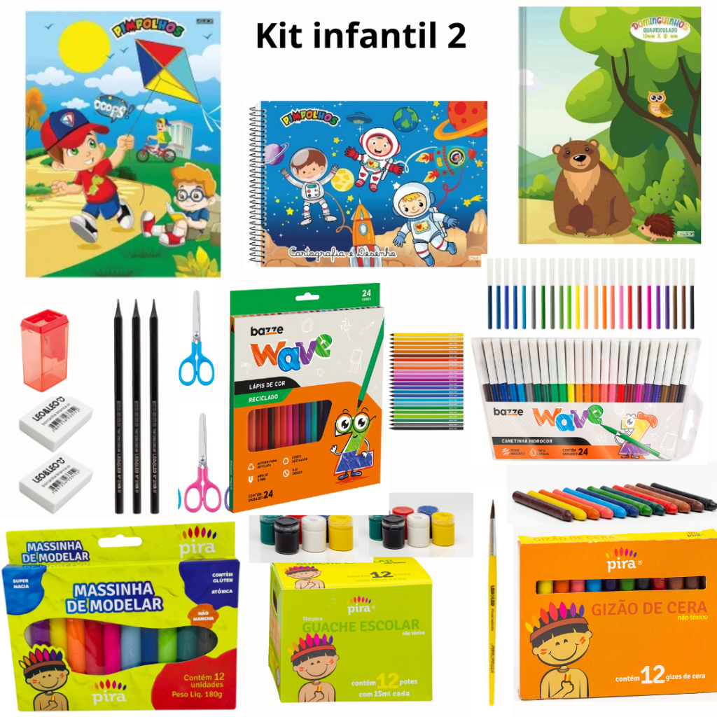 Kit Material Escolar infantil volta as Aulas | Shopee Brasil