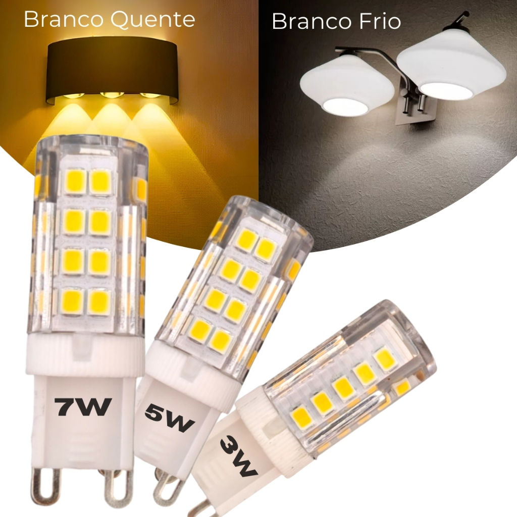 Lampada Led Halopin G9 3W, 5W e 7W Bivolt para Lustre e Arandelas | Shopee Brasil