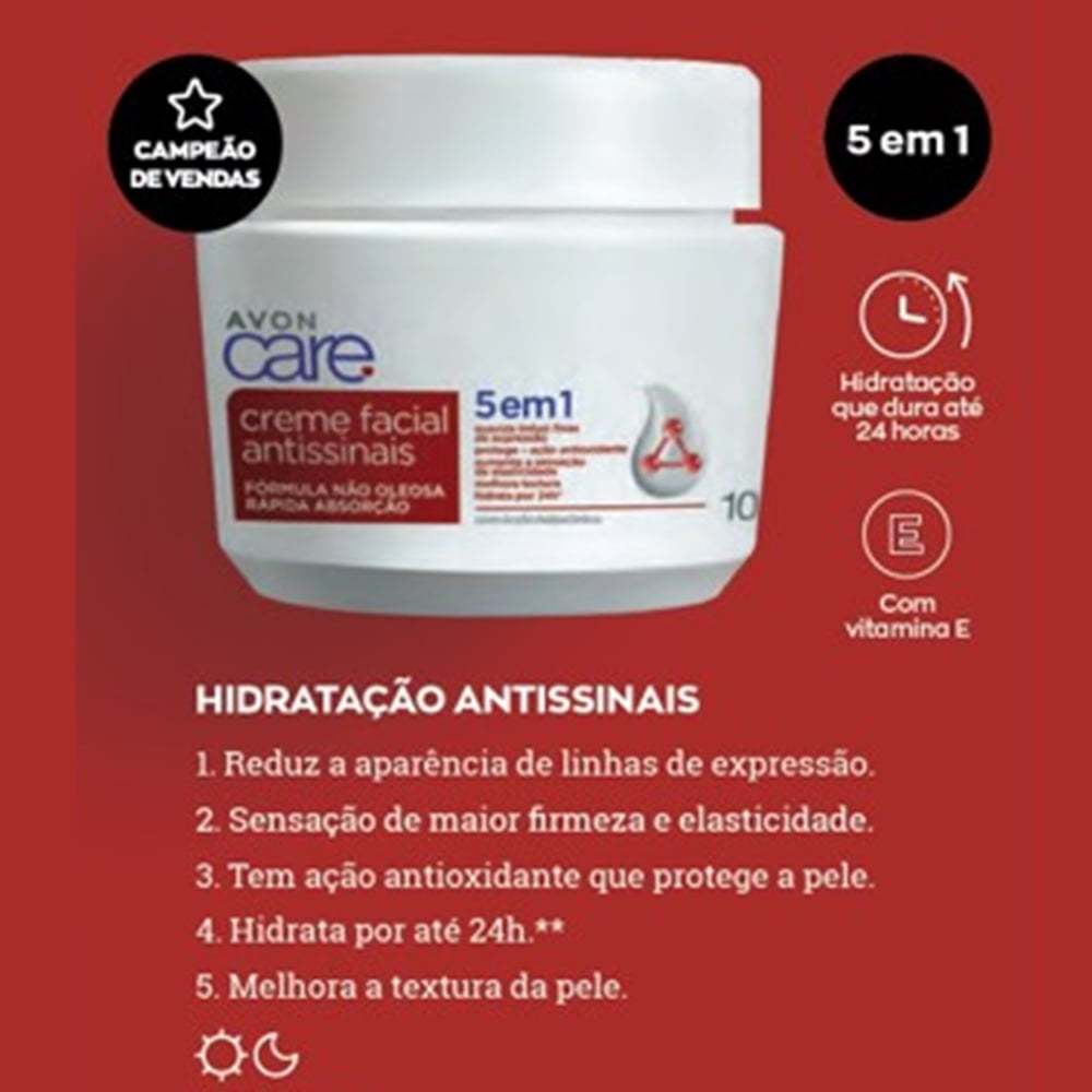 Hidratante facial Avon Care | Creme Facial Avon Care Antissinais ...