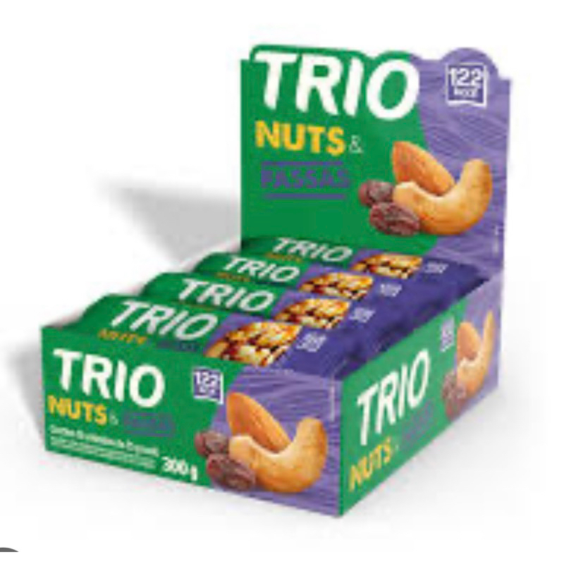 Barra de Cereal Castanhas Inteiras Trio Nuts -Kit com 30,60,90 ou 120 ...