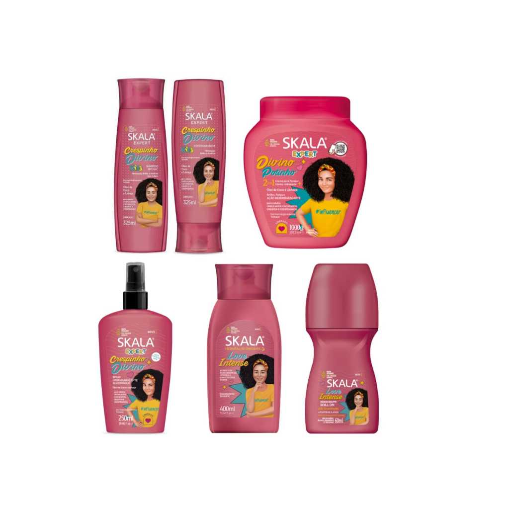 Kit Skala Crespinho Divino Shampoo Condicionador Creme 1kg Spray ...