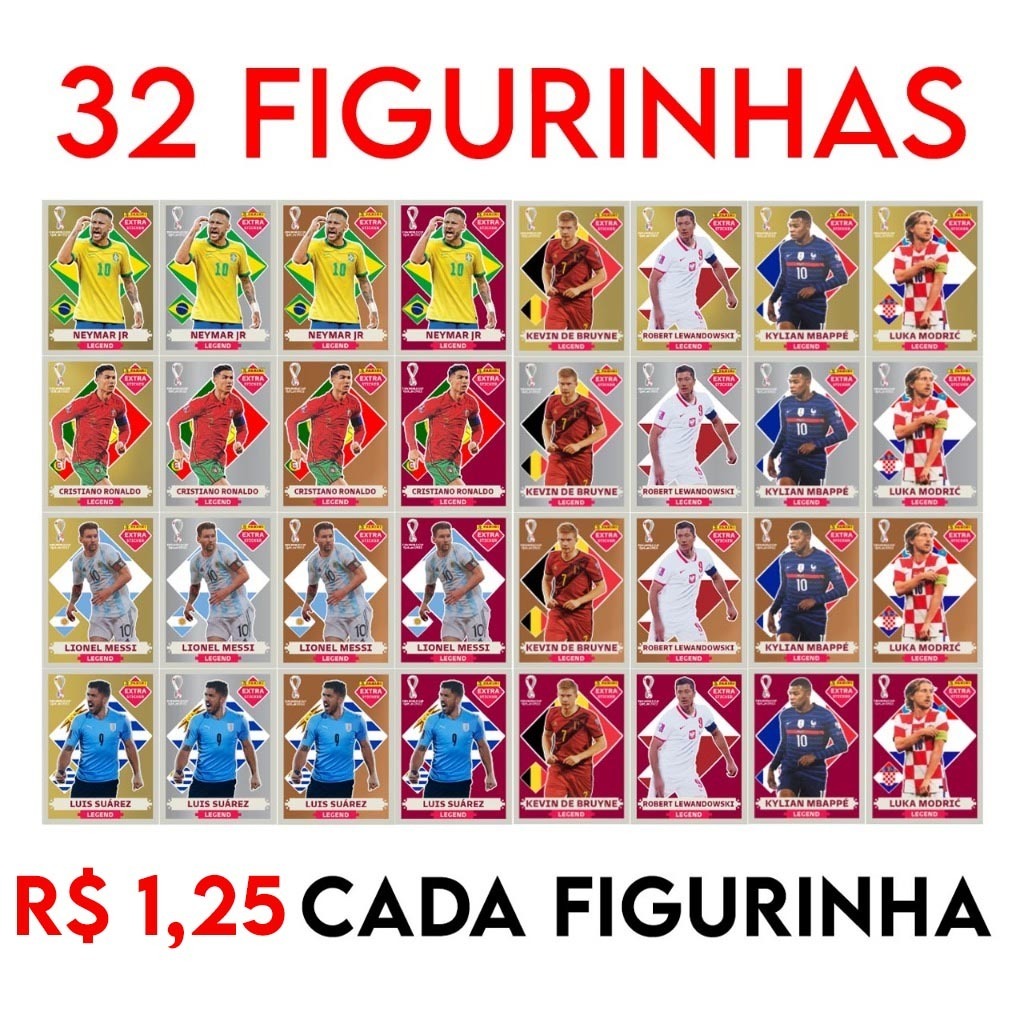 Kit 80 Figurinhas Legend extra Copa do Mundo 2022 - Coleção completa ...