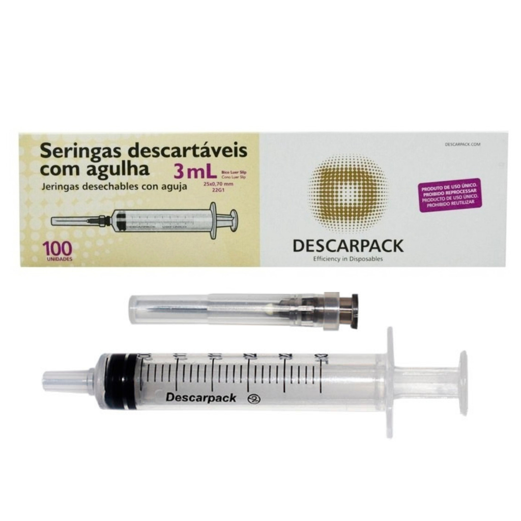 Seringa 3ml com agulha 25x7 | Shopee Brasil