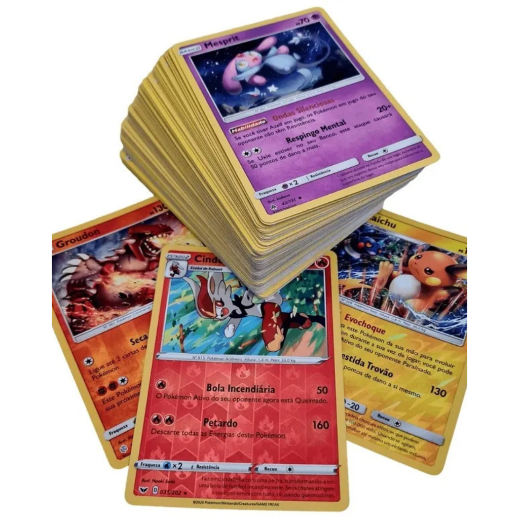 kit de Cartas Pokémon 20, 50 ou 100 unidades com Brilhantes Garantidas ...