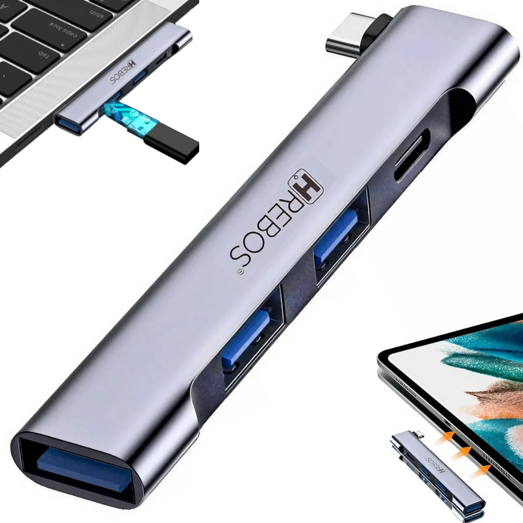 Adaptador Hub Usb C Extensor Tipo C / Lightning 4 Portas Entrada Usb 3. ...