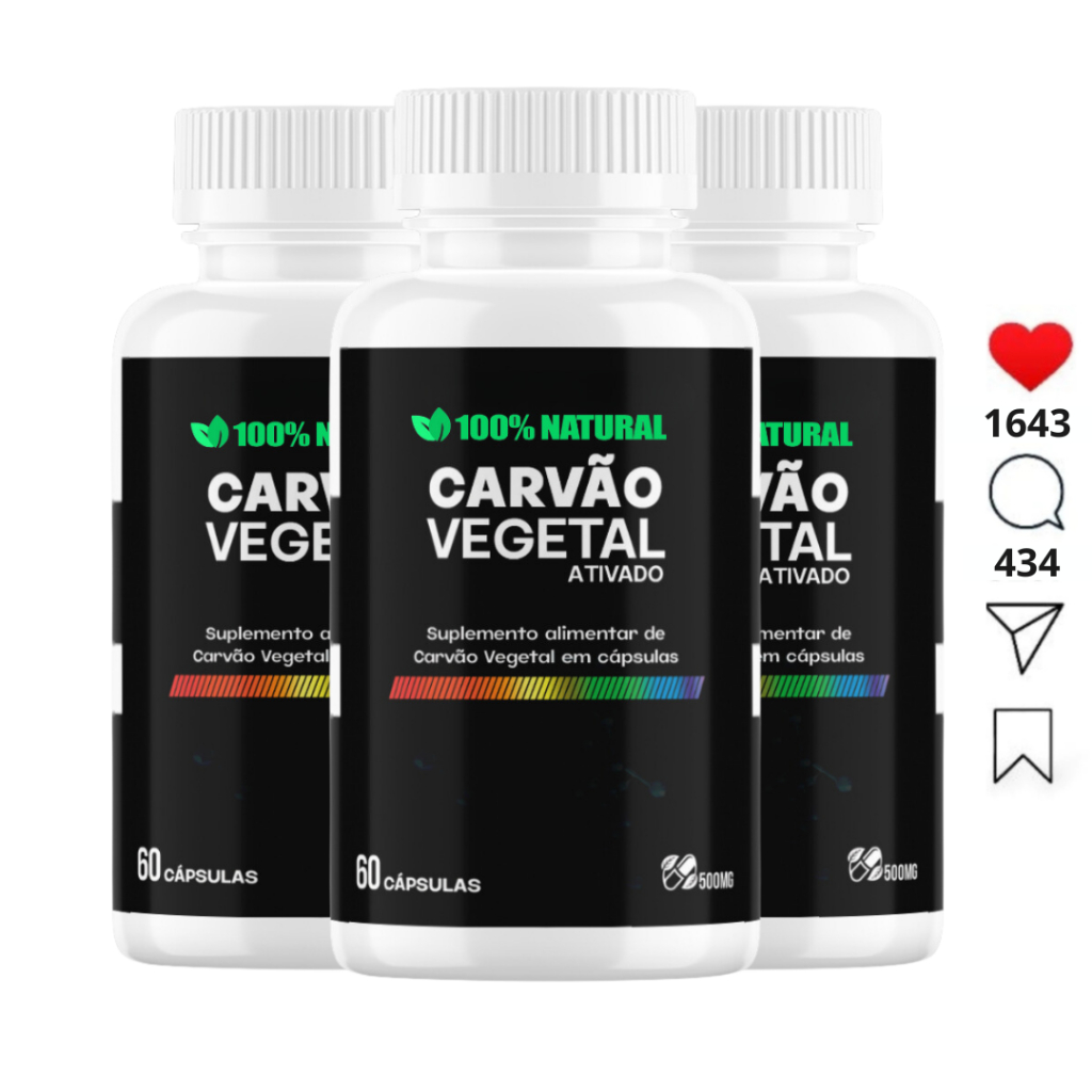 Kit 3x Carvao Vegeta Ativo Natural 60 caps 500 Mg Pote | Shopee Brasil