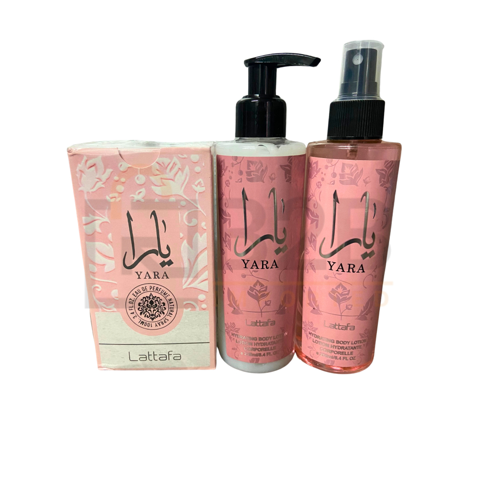 Kit 3 Peças Perfume + Creme Hidratante Corporal + Body Splash Yara ...