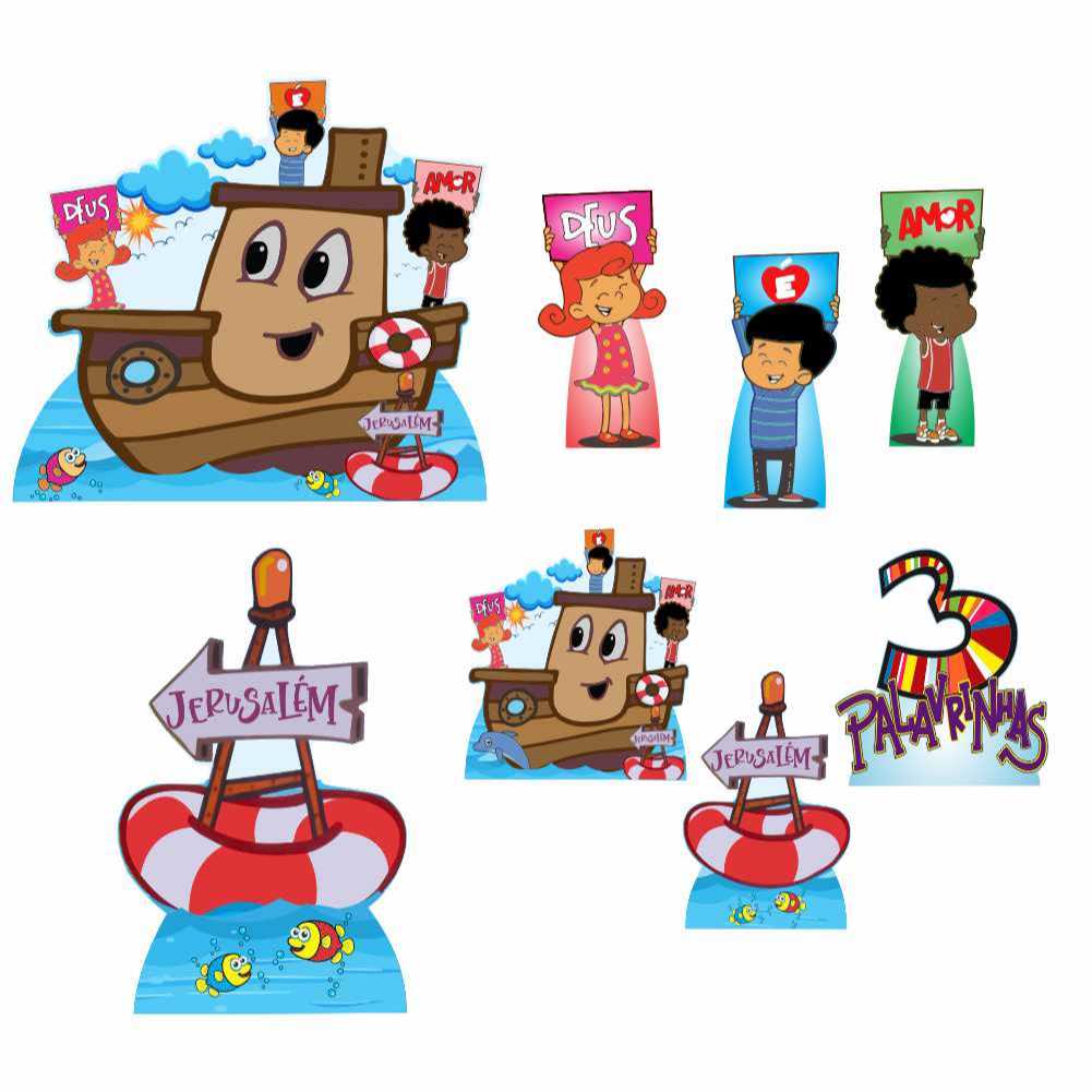 3 Palavrinhas Kit 8 Totens De Mesa E Chão decoração de festa infantil ...