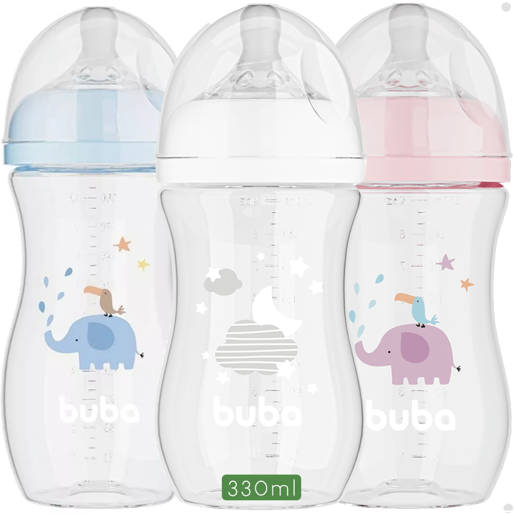 Mamadeira Easy Flow Anti Cólica 330ML Grande Anticólica Buba Silicone | Shopee Brasil