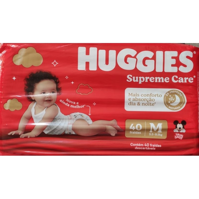 Fralda Huggies Supreme Care Mega M - 40 unidades | Shopee Brasil