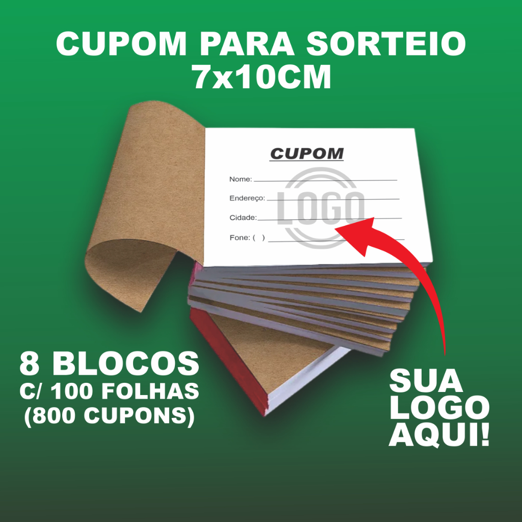 Kit c/ 8 Blocos de Cupom para Sorteio Urna c/ 100 Folhas cada | Shopee Brasil