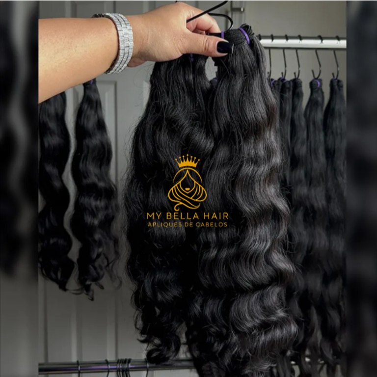 Cabelo para Mega Hair Russo Humanizado Ondulado 60cm Natural com Fibra ...