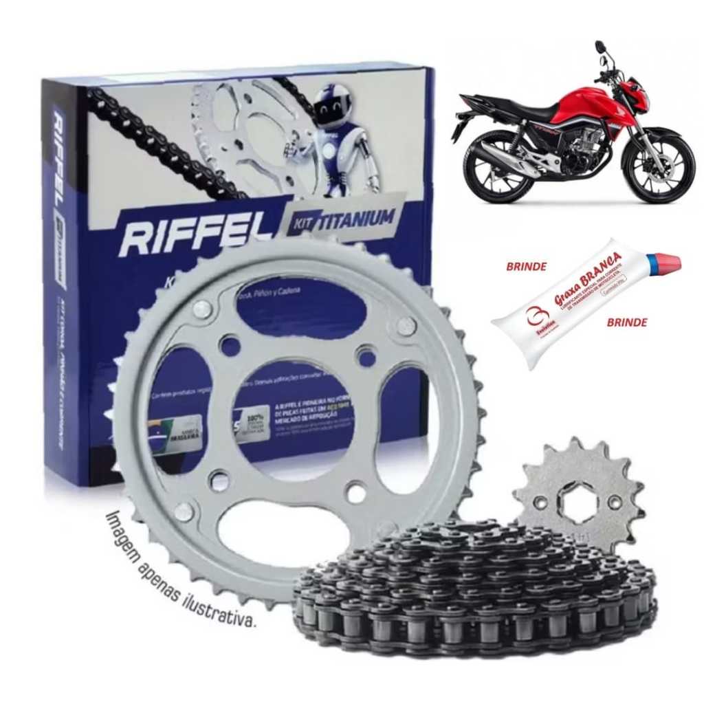 Kit Relação Transmissão ORIGINAL RIFFEL MOTO HONDA Cg Titan Fan Start ...