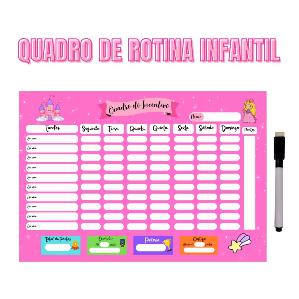 Quadro de Organização e Recompensa - Quadro De Rotina Infantil De ...