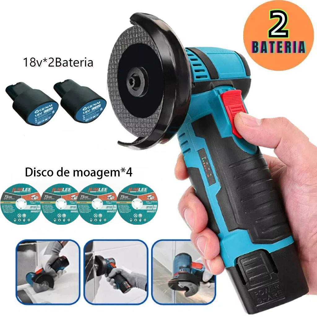 Esmerilhadeira Lixadeira Sem Fio Portátil Serra Mármore A Bateria 12V ...