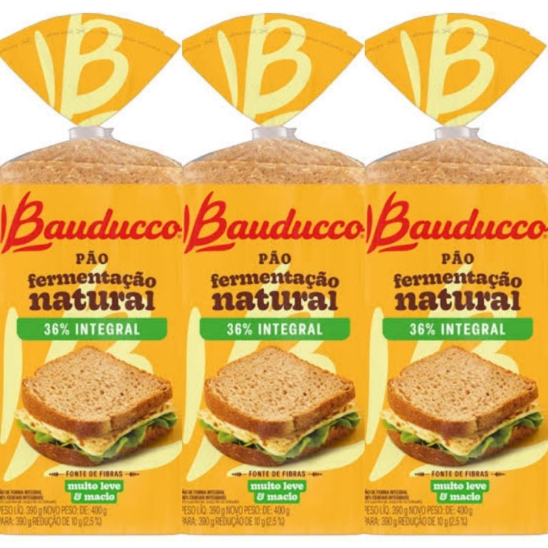 Kit com 3 Pão De Forma Bauducco Integral 390g cada | Shopee Brasil
