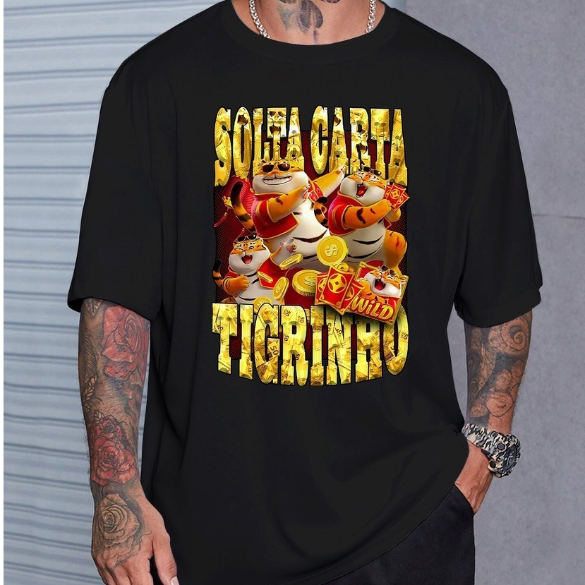 Camiseta Básic Tigrinho Meme Solta A Carta Musica Jogo Aposta Din ...