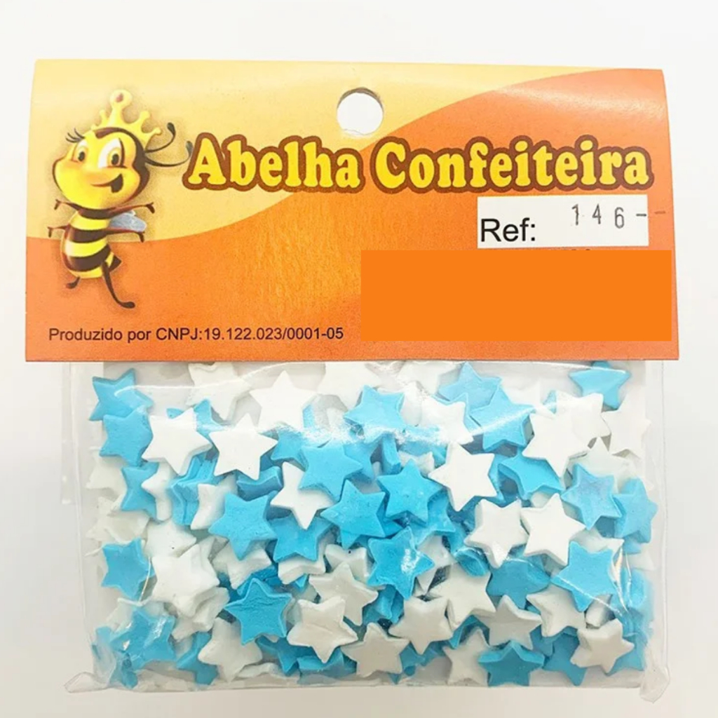Mini Confeito - Estrelas Branca e Azul - 20 gramas - Abelha Confeiteira ...