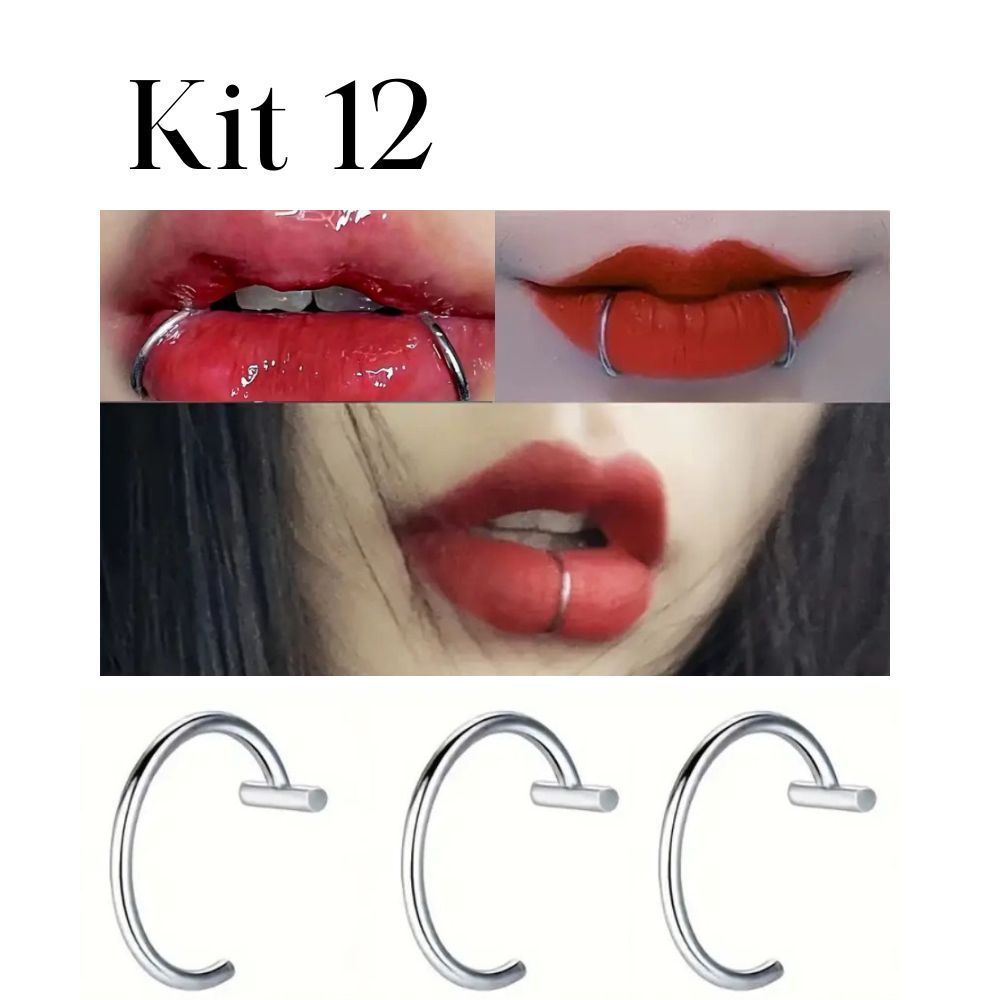 KIT 12 Piercing Fake Para O Lábio | Shopee Brasil