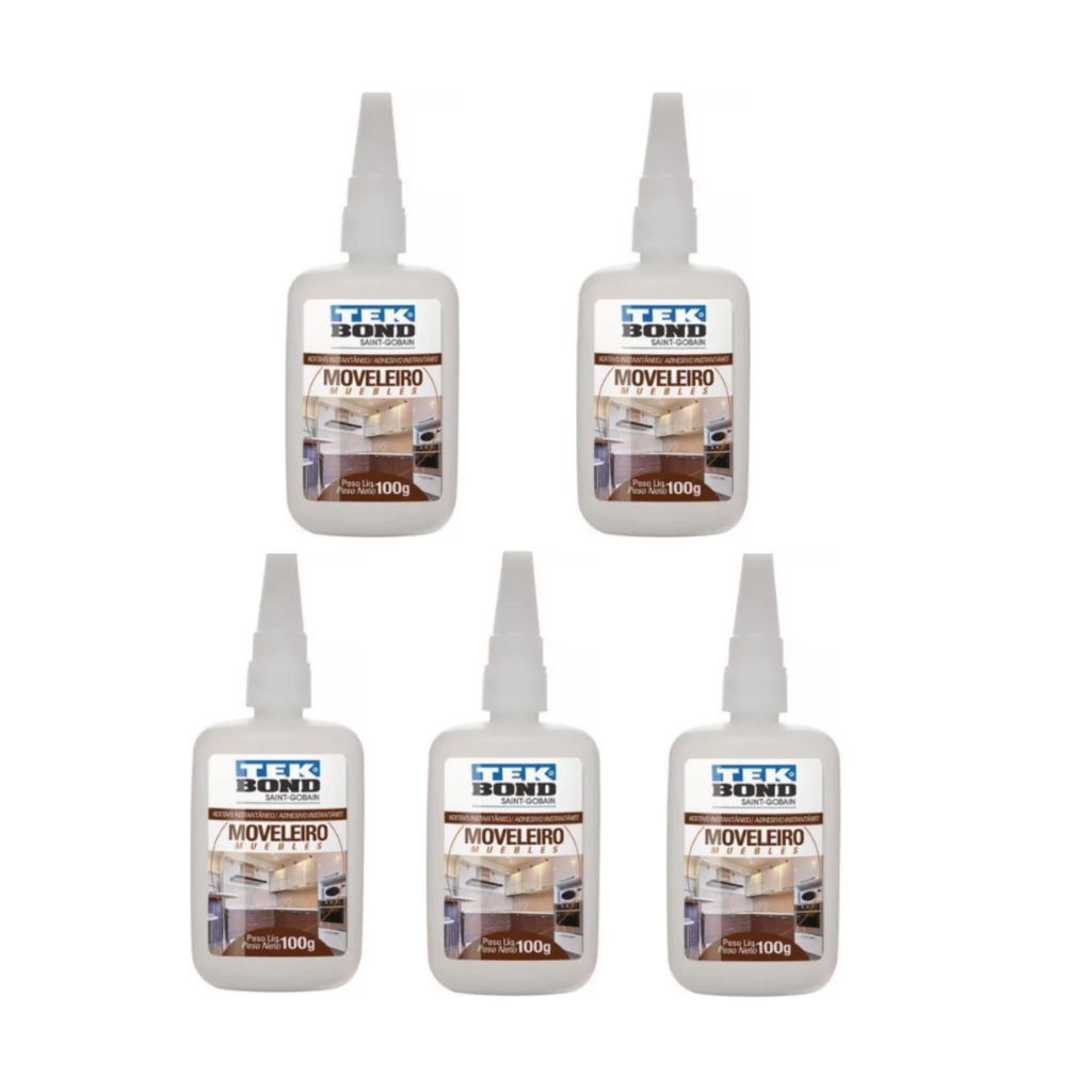 5 Colas Adesivo Instantâneo Moveleiro 100g Tekbond Original | Shopee Brasil