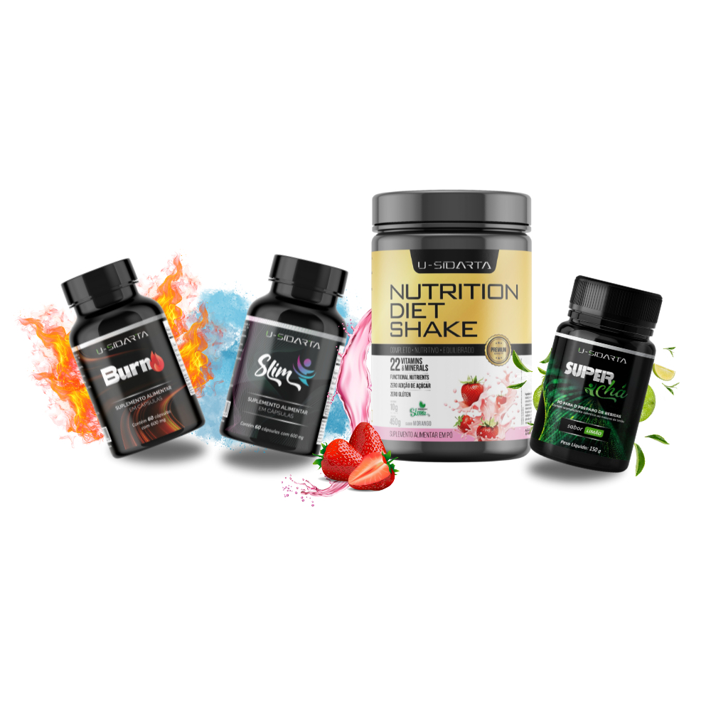 KIT SECA BARRIGA SIDARTA - SHAKE + SUPER CHÁ + SLIM + BURN | Shopee Brasil