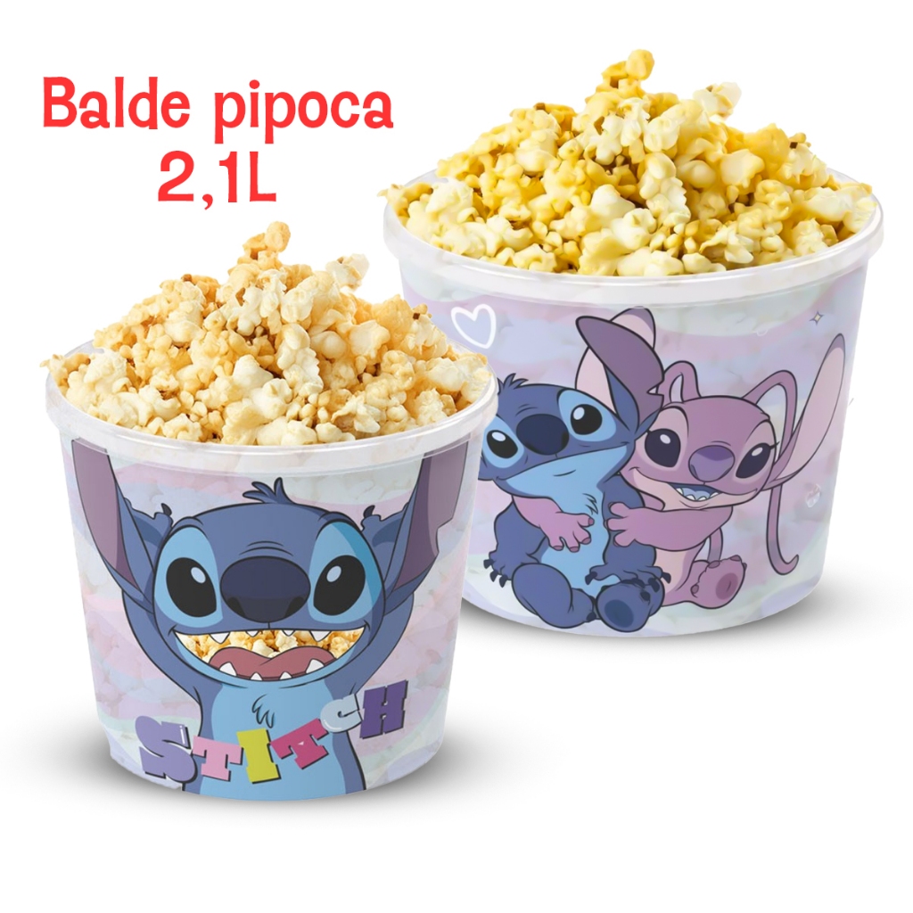 Balde De Pipoca Stitch Pote Popcorn 2,1l Cinema Divertido | Shopee Brasil