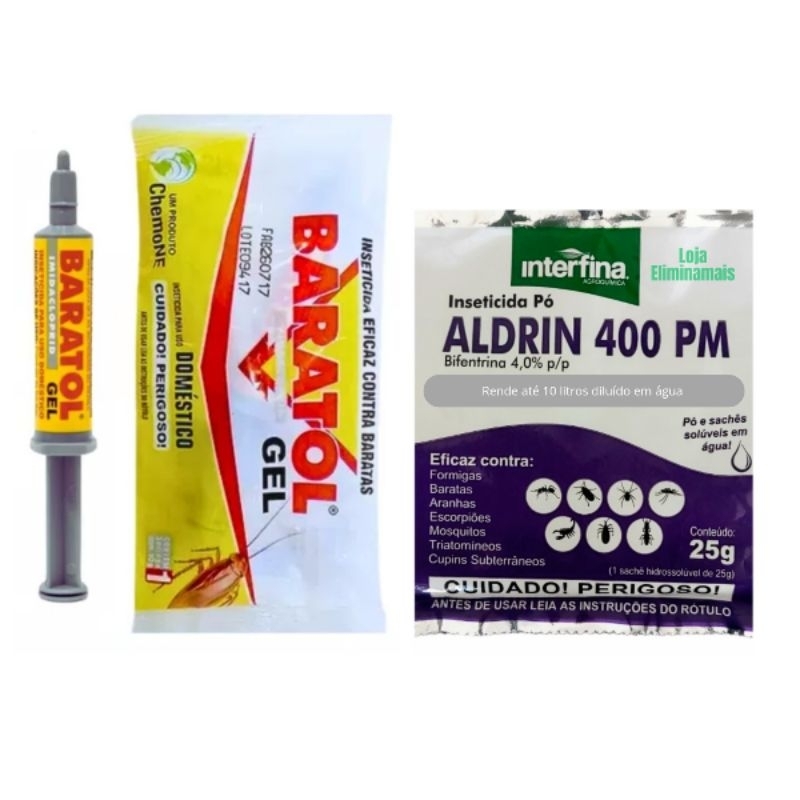 Kit Dedetização- Baratol Gel 10g e Aldrin 400pm Para Acabar Com Pragas ...