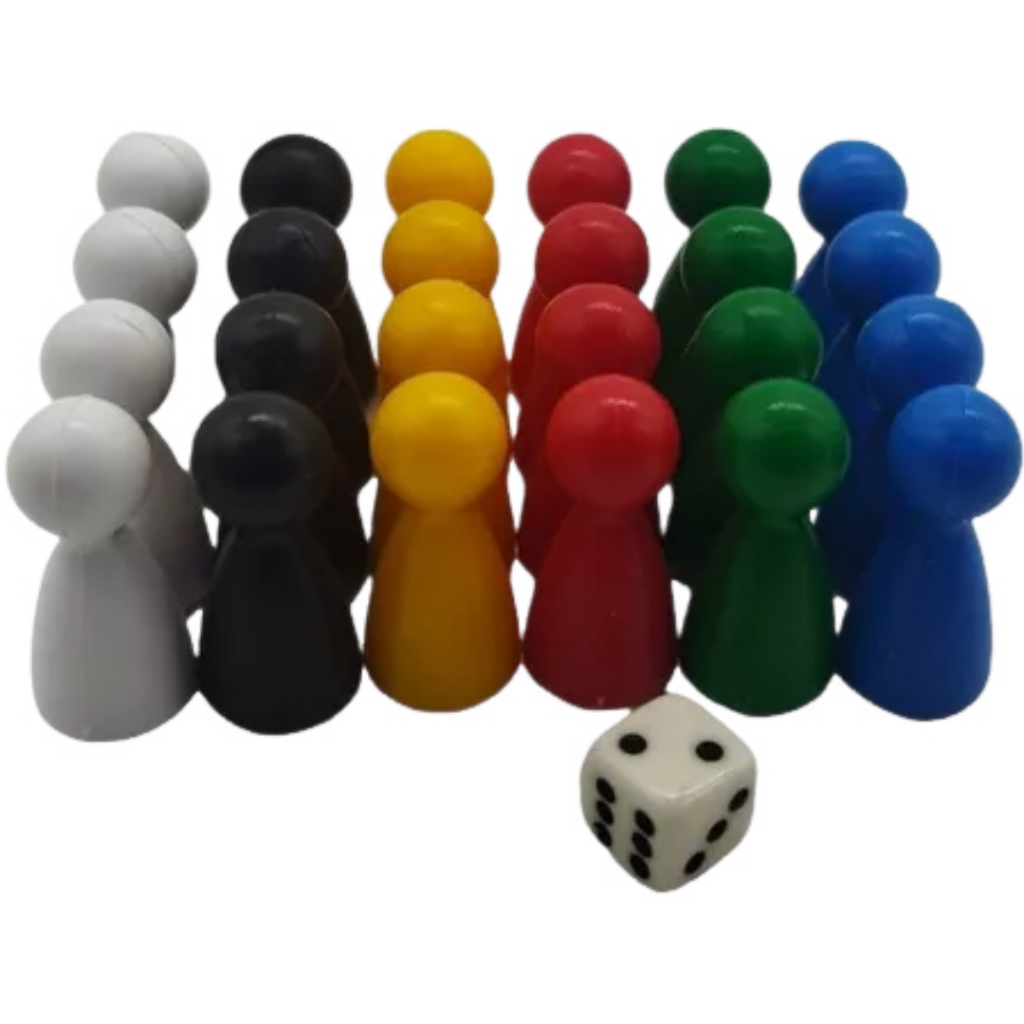 Conjunto 24 Peças 6 Cores 2 Dado Pinos Jogo Tabuleiro Ludo | Shopee Brasil