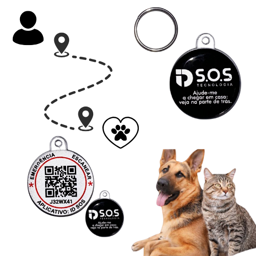 Medalha Rastreadora Localizadora Tag Pet QRcod Animal GPS | Shopee Brasil
